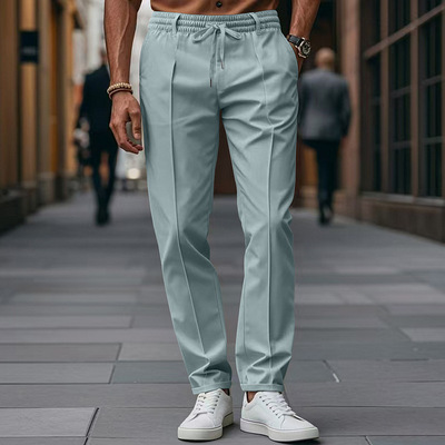 Men's solid color trousers slim straight leg business pants