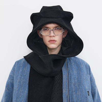 ASSEEN小熊耳朵连帽羊毛围巾 保暖进口羊毛 立体裁剪 男女同款