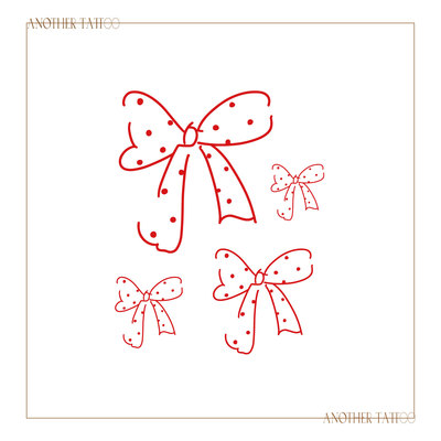 AnOtherTattoo波点ins红色蝴蝶结女手臂纹身贴组合买一送一防水