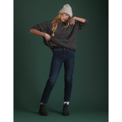 美系AE复古高端线高腰直筒牛仔裤