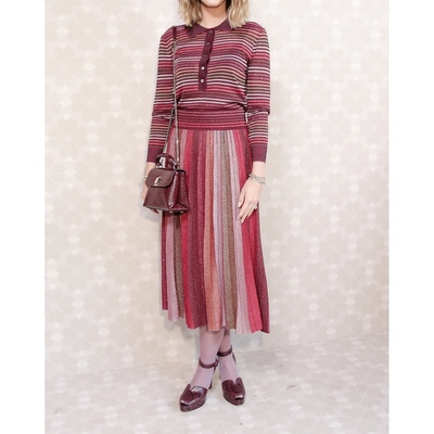 纽约轻奢KS亮丝百褶裙针织半身裙