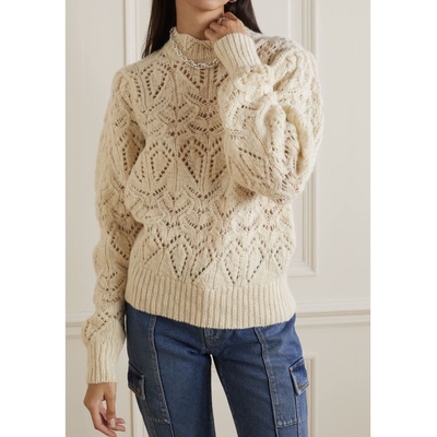 法系IM纯羊毛重工钩花镂空针织衫