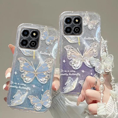 荣耀畅玩30M手机壳畅玩7透明8A蝴蝶7A套20pro全包20A防摔8c潮奢华40c高档S手链C闪粉40男50新60 plus女honor