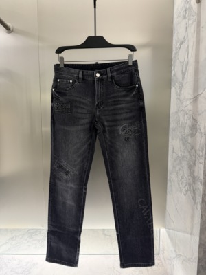 Cavalli Class男装26夏季新款印花牛仔裤做旧修身长裤CM052F1521