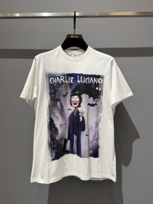 Charlie Luciano 潮牌印花字母标识圆领短袖T恤休闲宽松百搭上衣