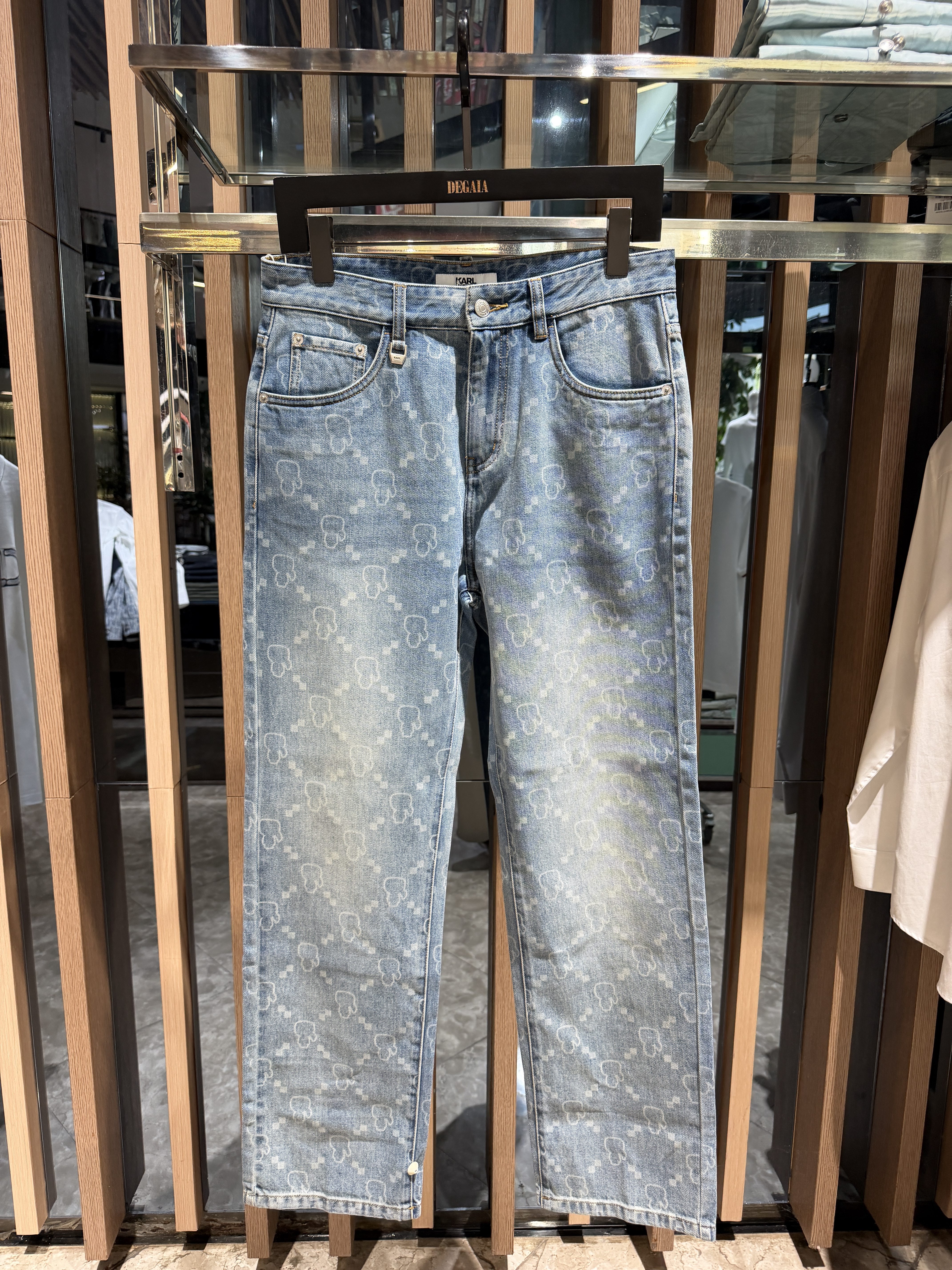 Karl Lagerfeld男装26夏季新款满印花版牛仔裤直筒裤1K1F10403249