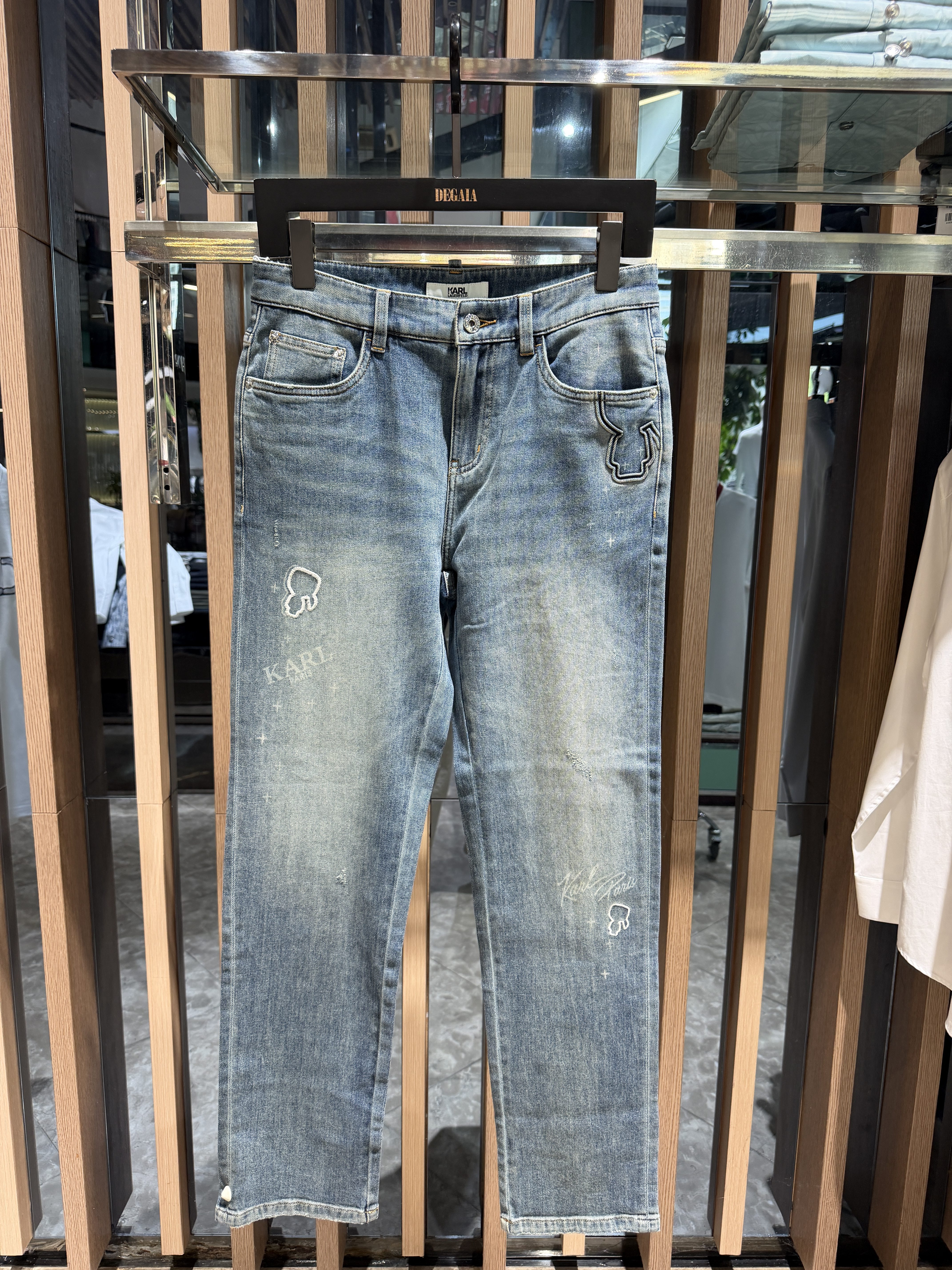 Karl Lagerfeld男装26夏季新款印花牛仔裤小直筒裤1K1G10403190