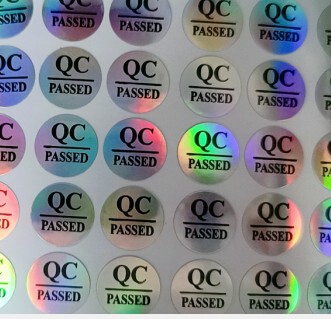 现货素面反光QC PASSED标签 QC贴纸 1cm圆形素面镭射防水质检标签