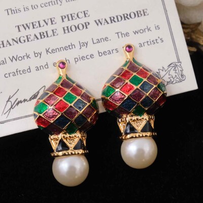 JoanRivers彩色珐琅彩优雅耳夹