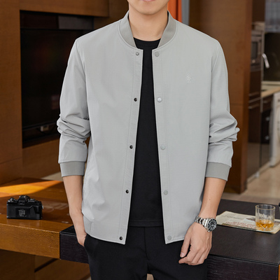 棒球领夹克男士上衣服春秋新款商务休闲百搭飞行员外套男装春季