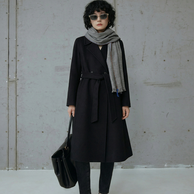 绵羊毛+山羊绒双面呢大衣女