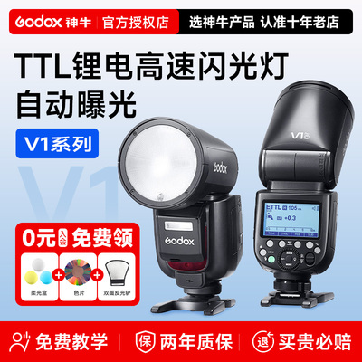 Godox神牛V1专业圆头闪光灯V100