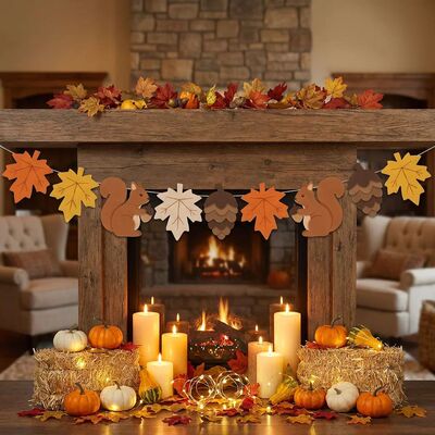 Fall Felt Pumpkin Pinecone Maple Leaf Garland Autumn Harvest