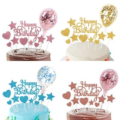 Happy Birthday Cake Toppers DIY Confetti Balloon Cake Decor