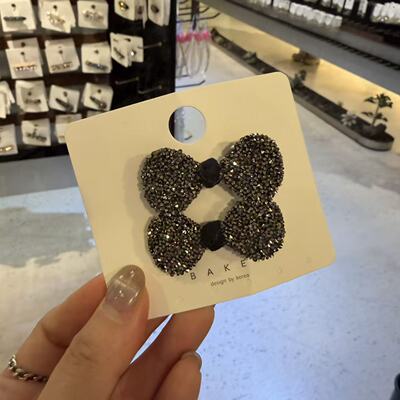 2.24韩国东大门baket发饰新款满钻砂糖钻蝴蝶结刘海对夹边夹发夹