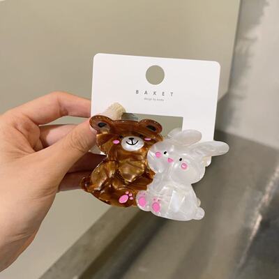 7.19韩国东大门baket发饰可爱兔子猫咪小狗海豚亚克力抓夹