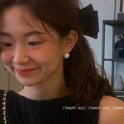 17mart韩国饰品paparazzi珍珠耳钉博主款百搭极简风耳饰925银针