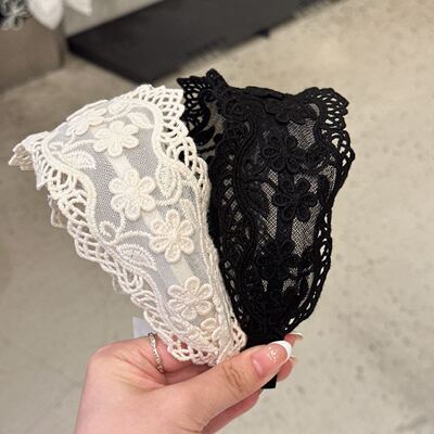 6.25韩国直播baket发饰镂空刺绣花网纱宽发箍