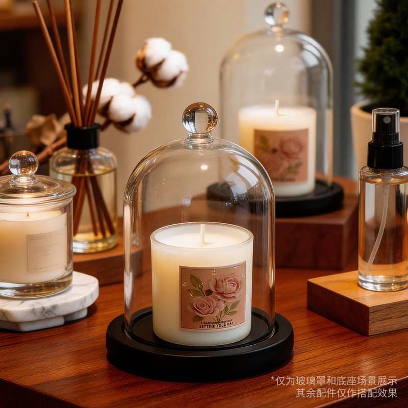 礼物搭配香薰蜡烛玻璃防尘罩 优雅艺术品防尘灭烛工具摆件礼物件