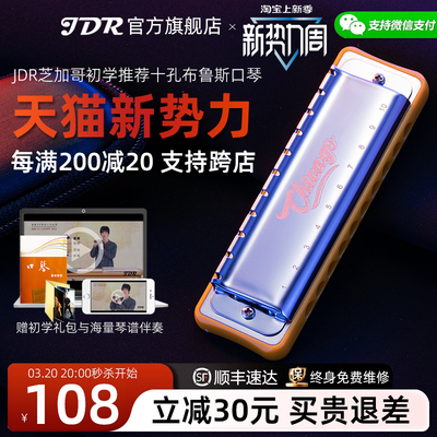 JDR嘉德瑞芝加哥chicago布鲁斯蓝调十孔口琴10孔C调初学者paddy