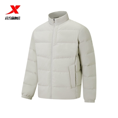 特步羽绒服男士2025冬季新款立领保暖加绒加厚外套官方旗舰店正品