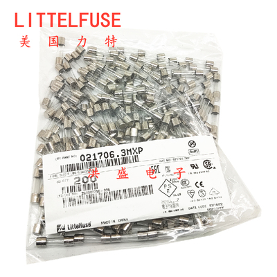 021706.3MXP 美国力特5*20 6.3A玻璃保险丝管F6.3A L250VP 快熔断