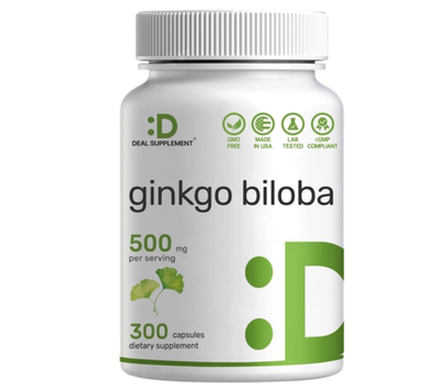 美国Ginkgo Biloba500 毫克300 粒加强型银杏叶胶囊眼睛大脑健康