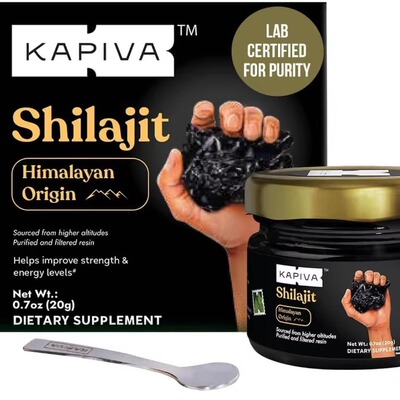 美国Kapiva100%喜马拉雅Shilajit 树脂男女适用500毫克微量矿物质