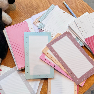 辣子星A6per 120克白牛皮 盐系奶油波点手帐素材打孔活页内页