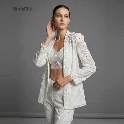 千金风蕾丝镂空轻奢气质西装外套