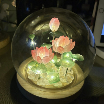 手工diy琉璃荷花灯小夜灯