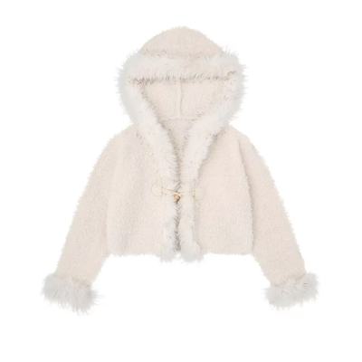 kk soul新年圣诞氛围感大毛领皮草外套女美式复古牛角扣针织开衫