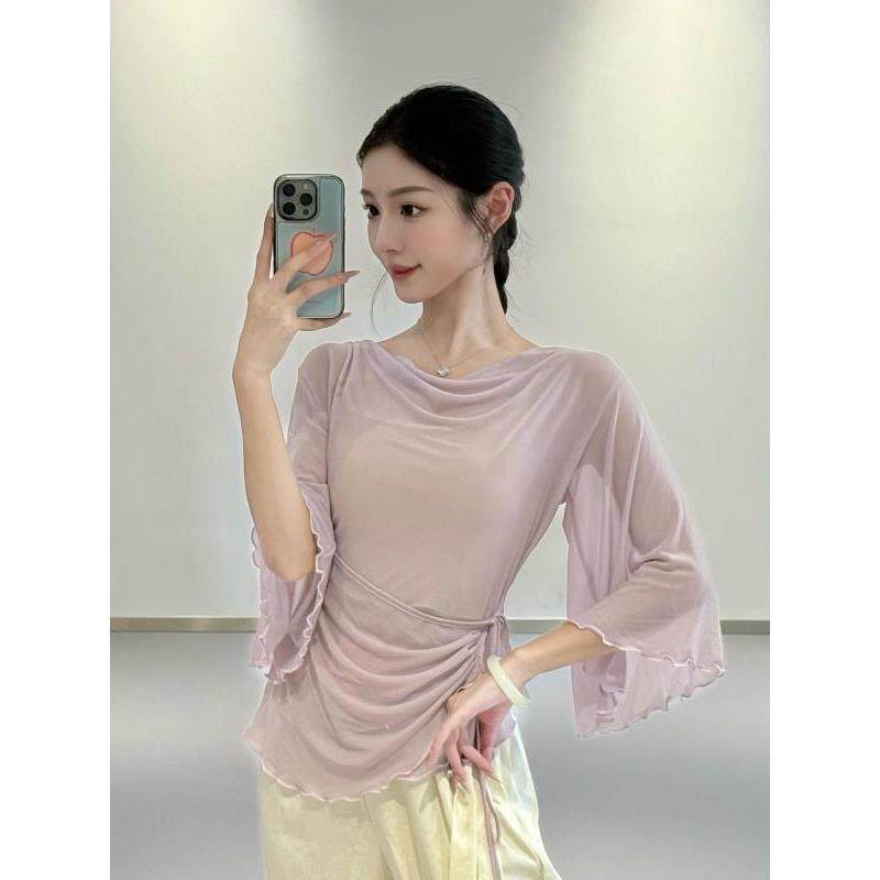 演出中国现代舞上衣训练身韵女中袖服成人舞蹈蝴蝶古典舞练功纱衣