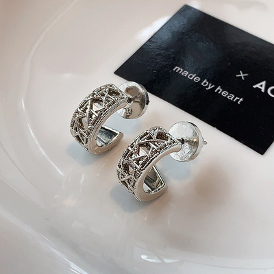 迪家宽面六芒星耳环高级