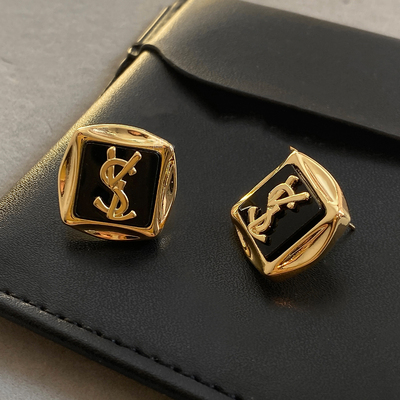 金属方形字母耳环女高级