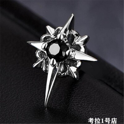 北极星925银十字架男款耳钉