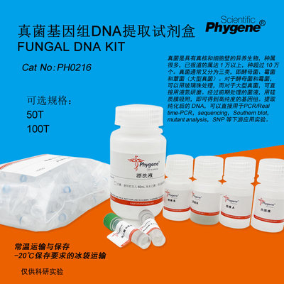 真菌基因组DNA提取试剂盒 Fungal DNA KIT 100T [PH0216 PHYGENE]