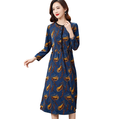 抽绳系带中年风高贵新款连衣裙