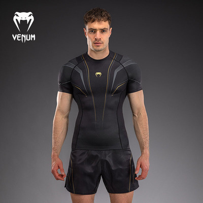 VENUM毒液Streamline男短袖紧身衣防磨BJJ柔术运动健身训练上衣