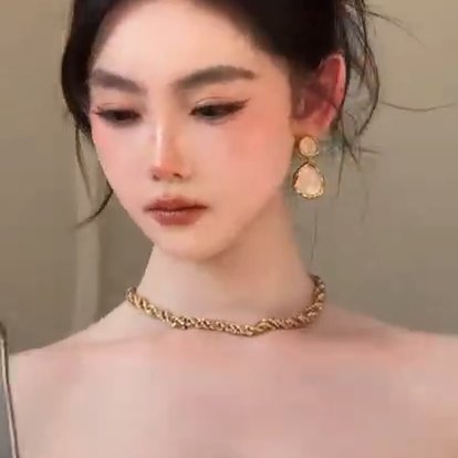 美高饰品龙凤褂项链银针树脂木头圆形耳钉复古美拉德风耳环耳饰女