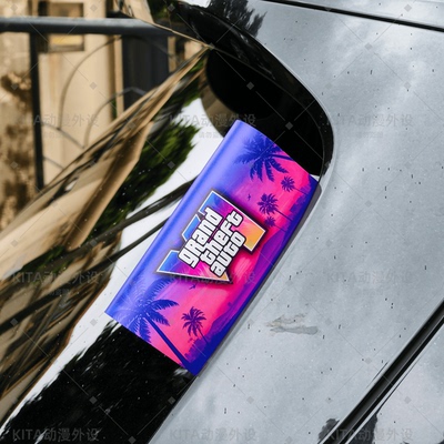 GTA6游戏 R星 水洗唛车尾标装饰贴 电动车汽车标签 防水防晒贴纸
