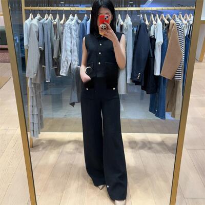 CI代购M家25秋冬小香风双口袋花呢高腰休闲阔腿长裤MFPPA00758