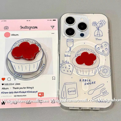 磁吸支架适用华为pocket2折叠屏mateX6手机壳p50三星zflip3/4/5韩风插画VIVOX荣耀V苹果oppofindn3flip软套女