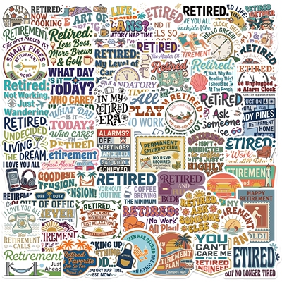 57张Funny Retirement涂鸦贴纸装饰手机电脑防水手账素材礼物贴画