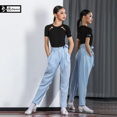 皇朝舞服2025新款拉丁舞服短袖上衣练功服绑带萝卜裤 H6094+H8001