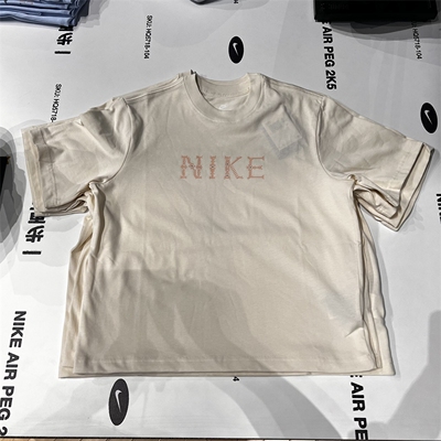 Nike/耐克女子新款休闲针织印花透气宽松短袖运动T恤II0446-047