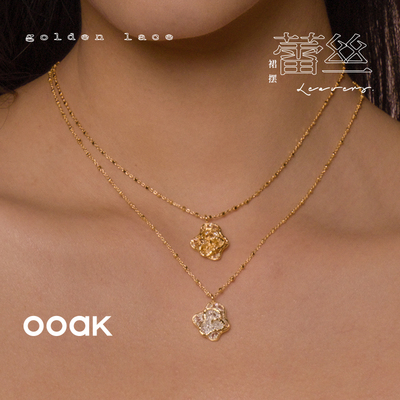 OOAK列维斯蕾丝裙摆品质简约925银吊坠项链长项链叠戴原创设计