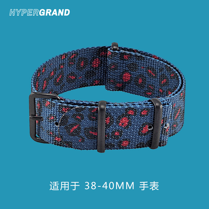 hypergrand哈派格尼龙印花表带潮牌小众 黑扣宽度20mm适用38-40mm