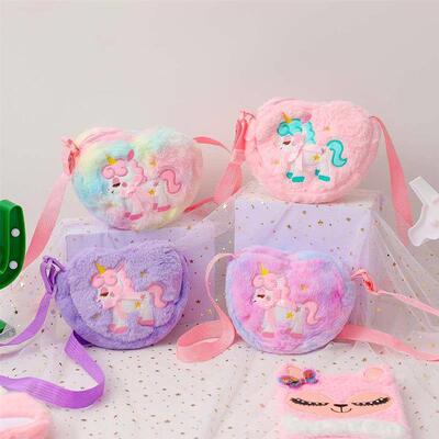 Cartoon Unicorn Plush Shoulder Bag Childrens Cute Love1