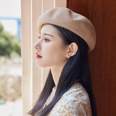 直播未央时尚气质和纸八角贝雷帽